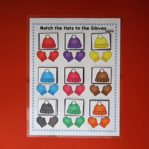 Hats and Gloves Color Matching Activity, Match 9 Colors of Cozy Winter ...