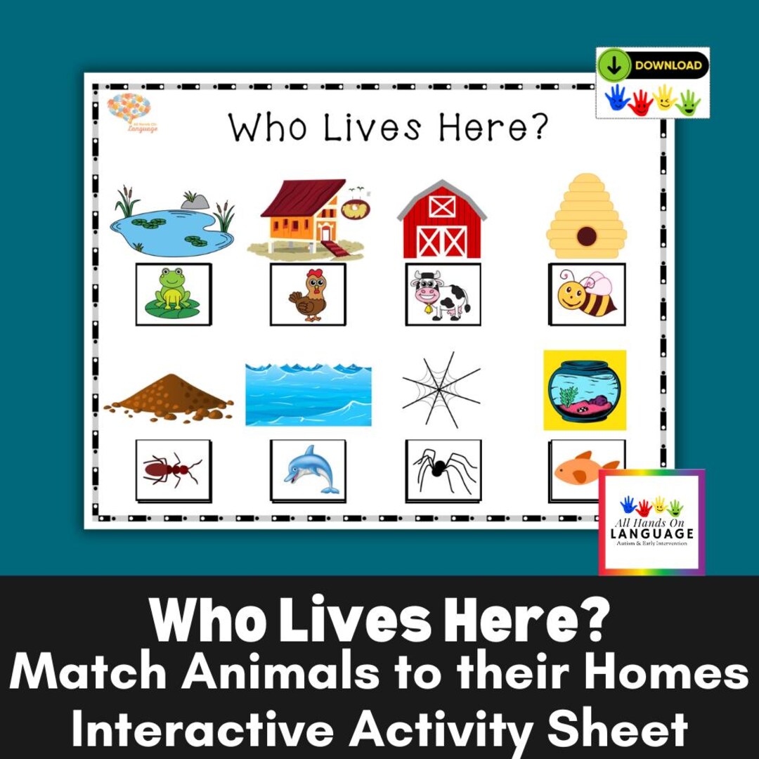 Animals and Homes Matching Activity, Who Lives Here? Associations ...