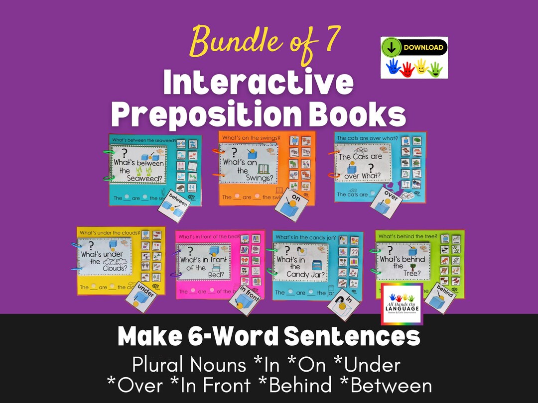 BUNDLE of 7 Preposition Interactive Books, With Sentence Formulation ...