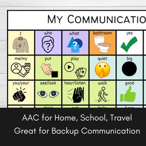 Core Communication Board: 48 Vocabulary Words, Color Coded + White ...