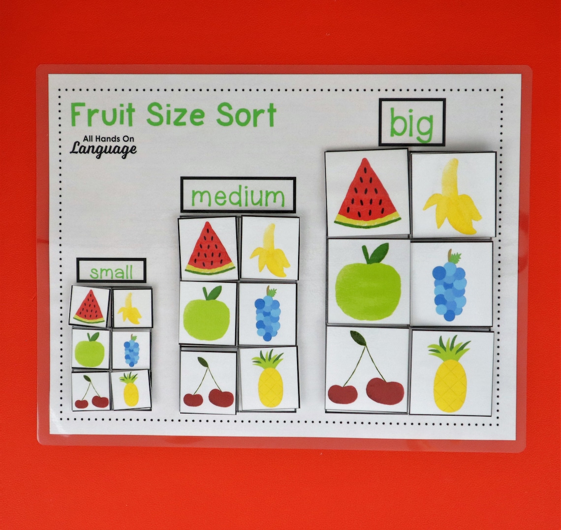 Fruit Size Sort Activity Small Medium Big Fruit Pictures - Etsy