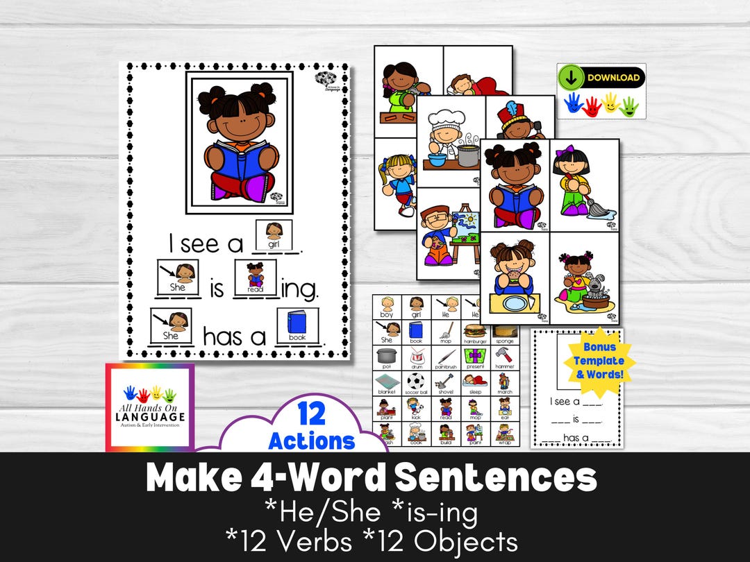 Sentence Building With Pronouns, Verbs, Direct Objects: Speech Therapy ...