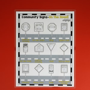 Community Signs - on the Road! Matching Activity, Match 12 Road Signs ...