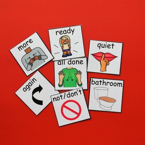 Core Vocabulary Cue Cards, 48 Words + Pictures on 3-inch Cards, Aided ...