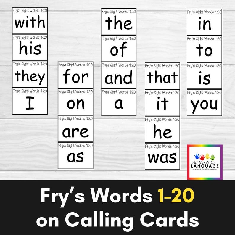 Fry Sight Words 1-20 Bingo Game: Fun Learning (printable PDF) - Etsy