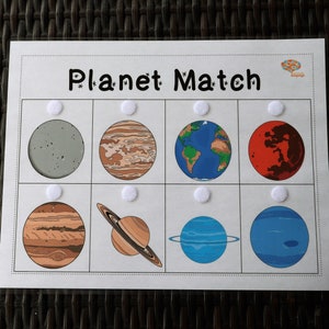 Planet Matching Game: Solar System Activity (PDF Printable) - Etsy