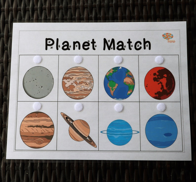 Planet Matching Game: Solar System Activity (PDF Printable) - Etsy