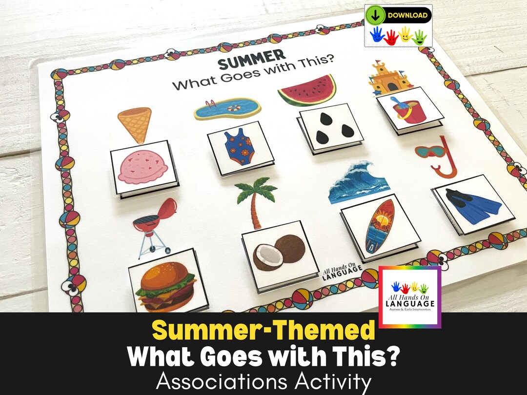 Summer-themed What Goes With This? Associations Matching Activity ...