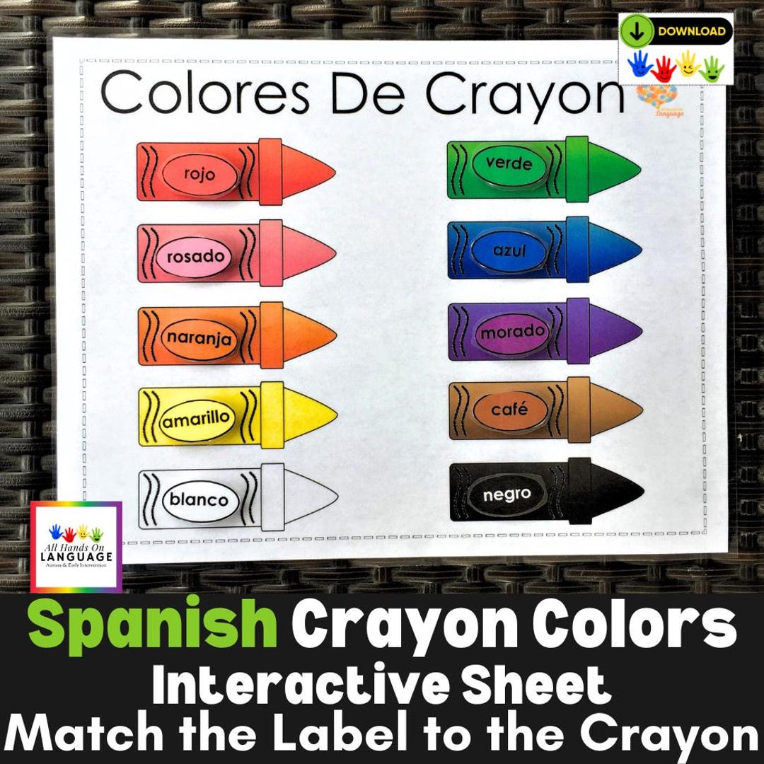 Spanish Colors Crayon Matching Activity: Preschool & Autism (PDF ...