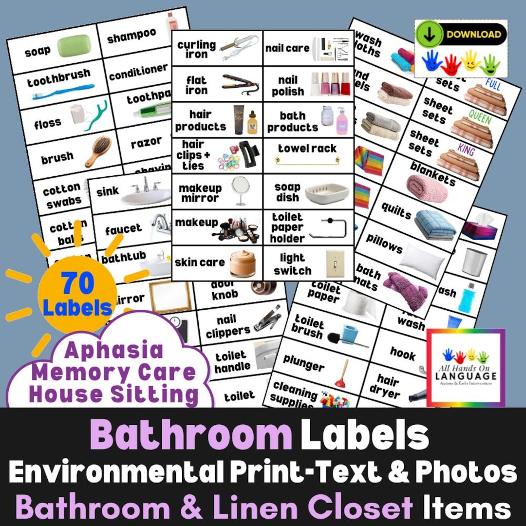 Bathroom Labels With Text & Photos: Autism, Aphasia, Memory Care (PDF ...