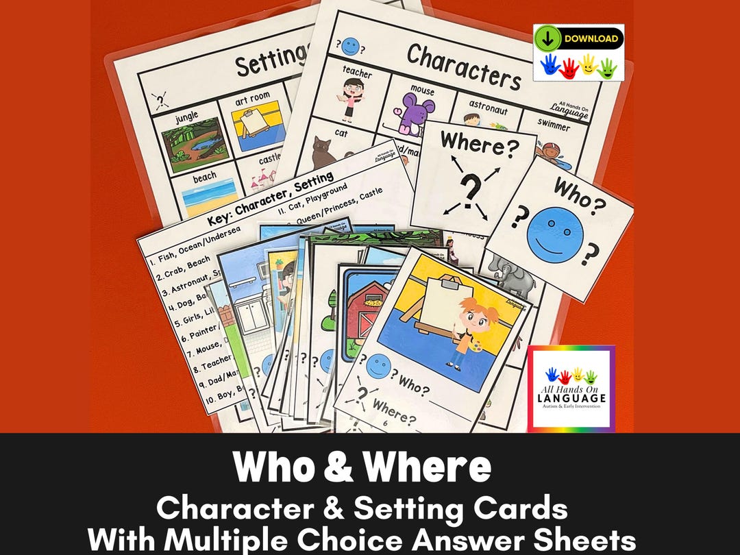 Character & Setting Flashcards: Who and Where Questions With Answer ...