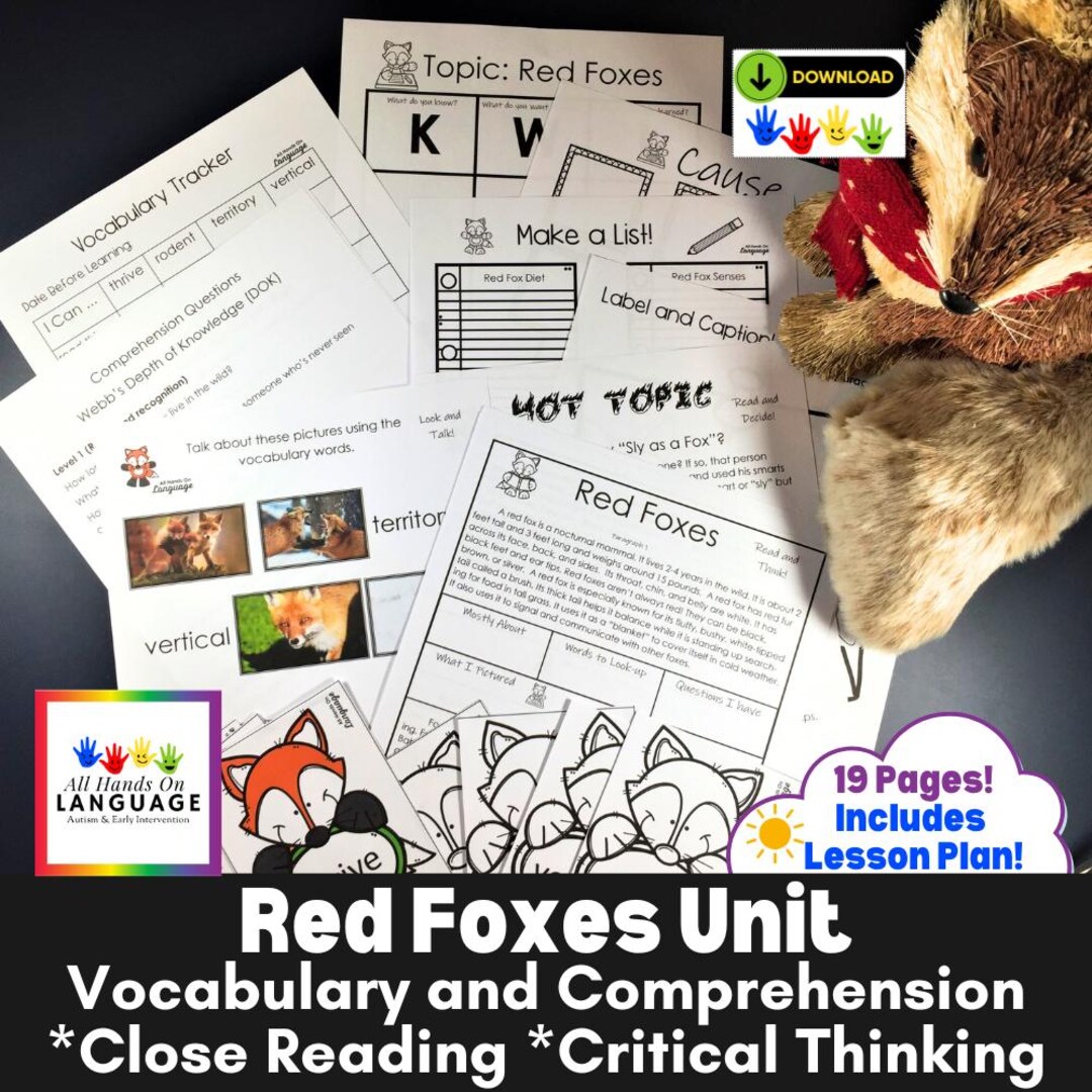 Red Foxes Comprehension Unit: Vocabulary, Cause & Effect, 3rd-5th Grade ...