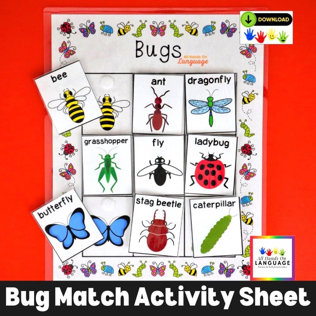 Bugs Matching Activity: Spring Garden Insects, Preschool Printable (PDF ...
