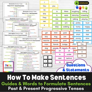 Sentence Building Guide: Speech Therapy, Special Education (PDF ...