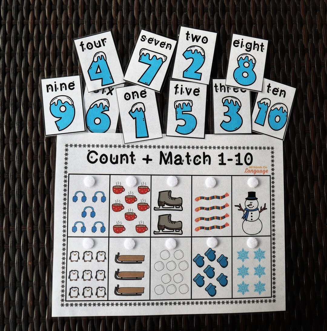 Winter Numbers 1-10 Count and Match Activity, Autism and Preschool PDF ...
