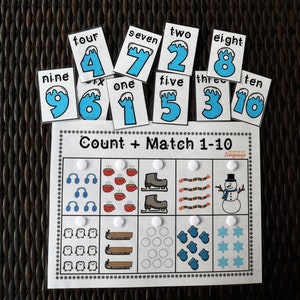 Winter Numbers 1-10 Count and Match Activity, Autism and Preschool PDF ...