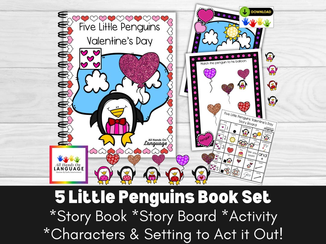 Penguin Valentine's Day Story Book Set: AAC Story Board, Speech Therapy ...
