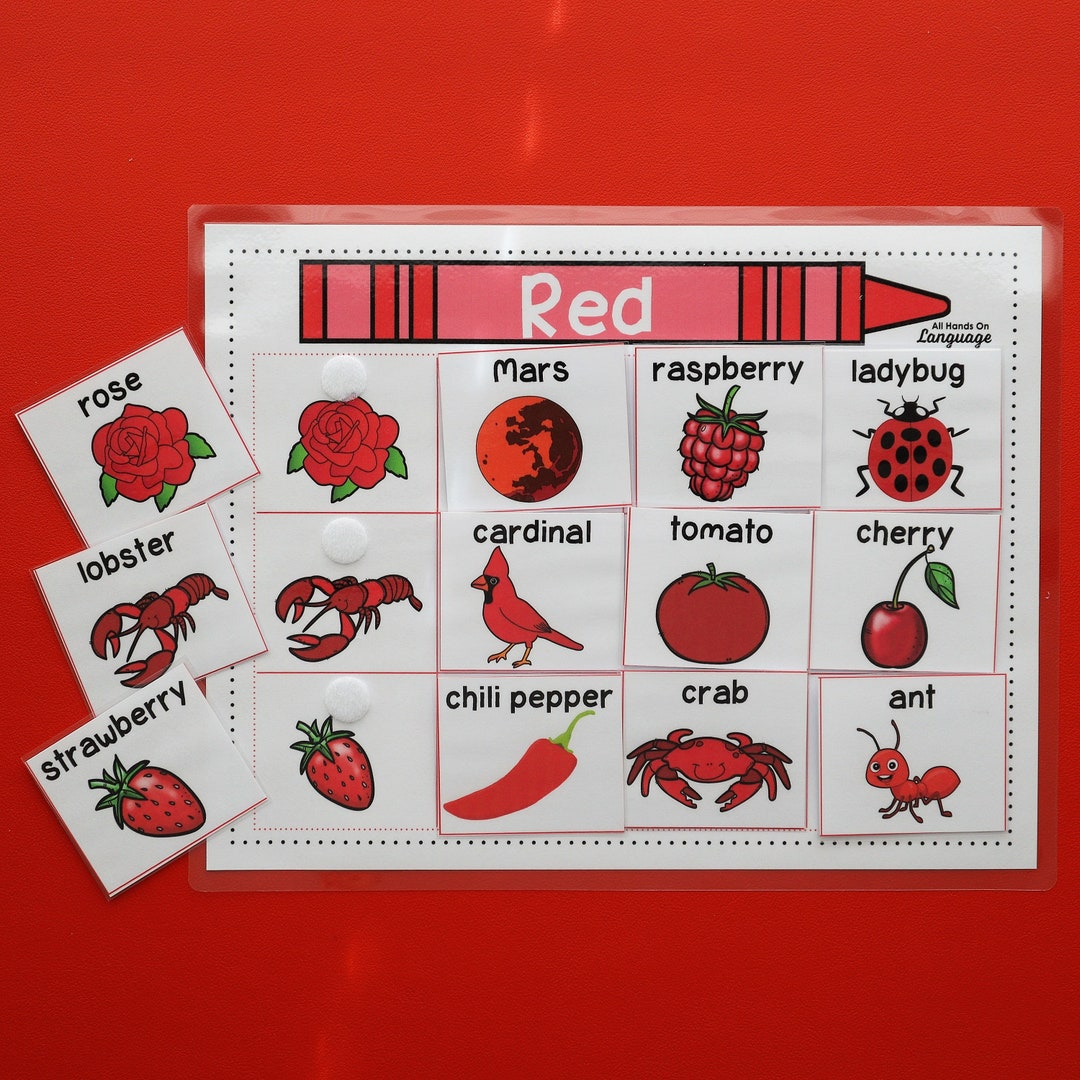 Red Matching Activity for Kids, Match and Name the Red Colored Objects ...