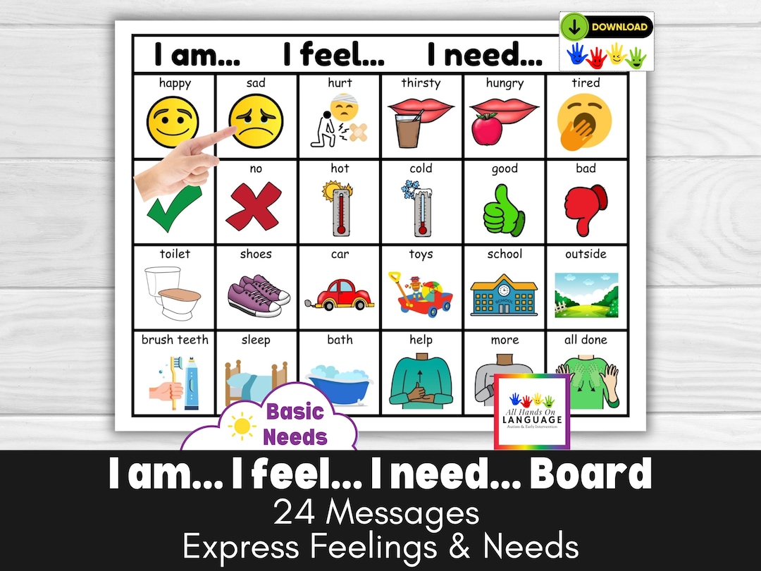 Basic Needs Communication Board: 24 Messages AAC (PDF Printable) - Etsy