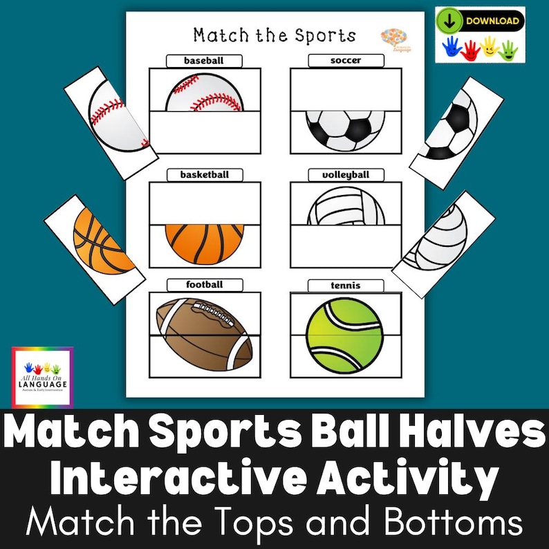 Sports Ball Halves Matching Activity: Preschool Printable (PDF) - Etsy