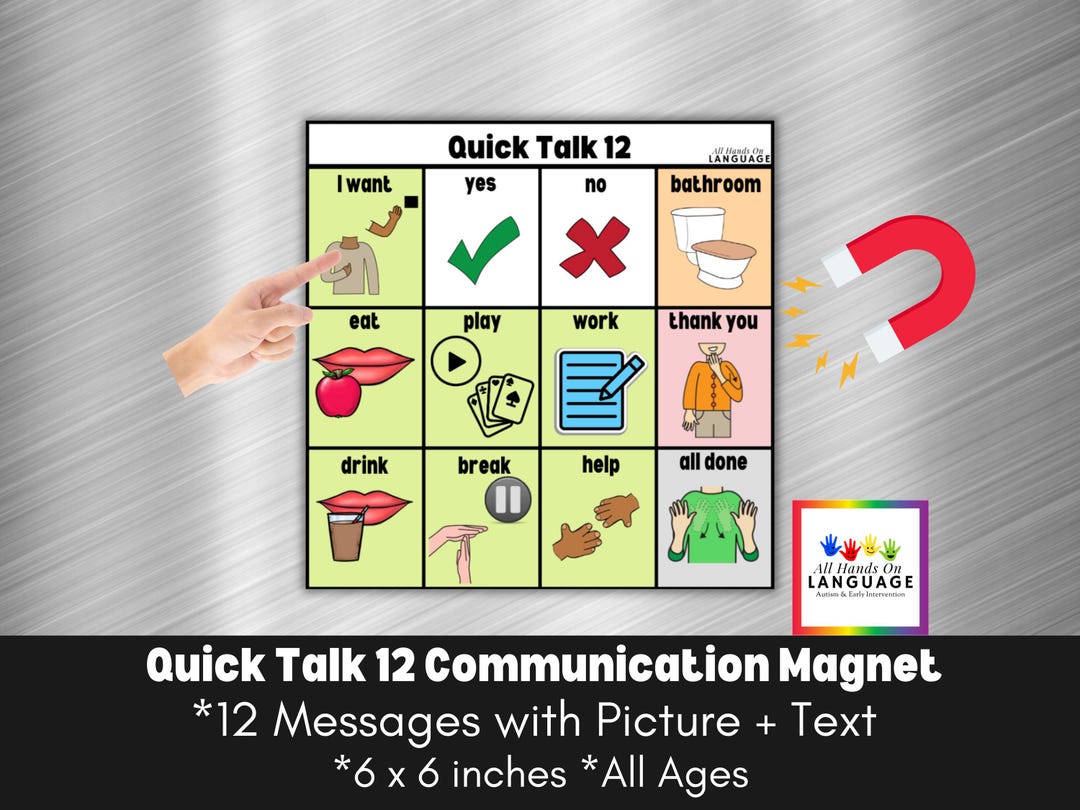Quick Talk 12 Magnet Communication Board, 6 X 6 Inches, 12 Messages ...