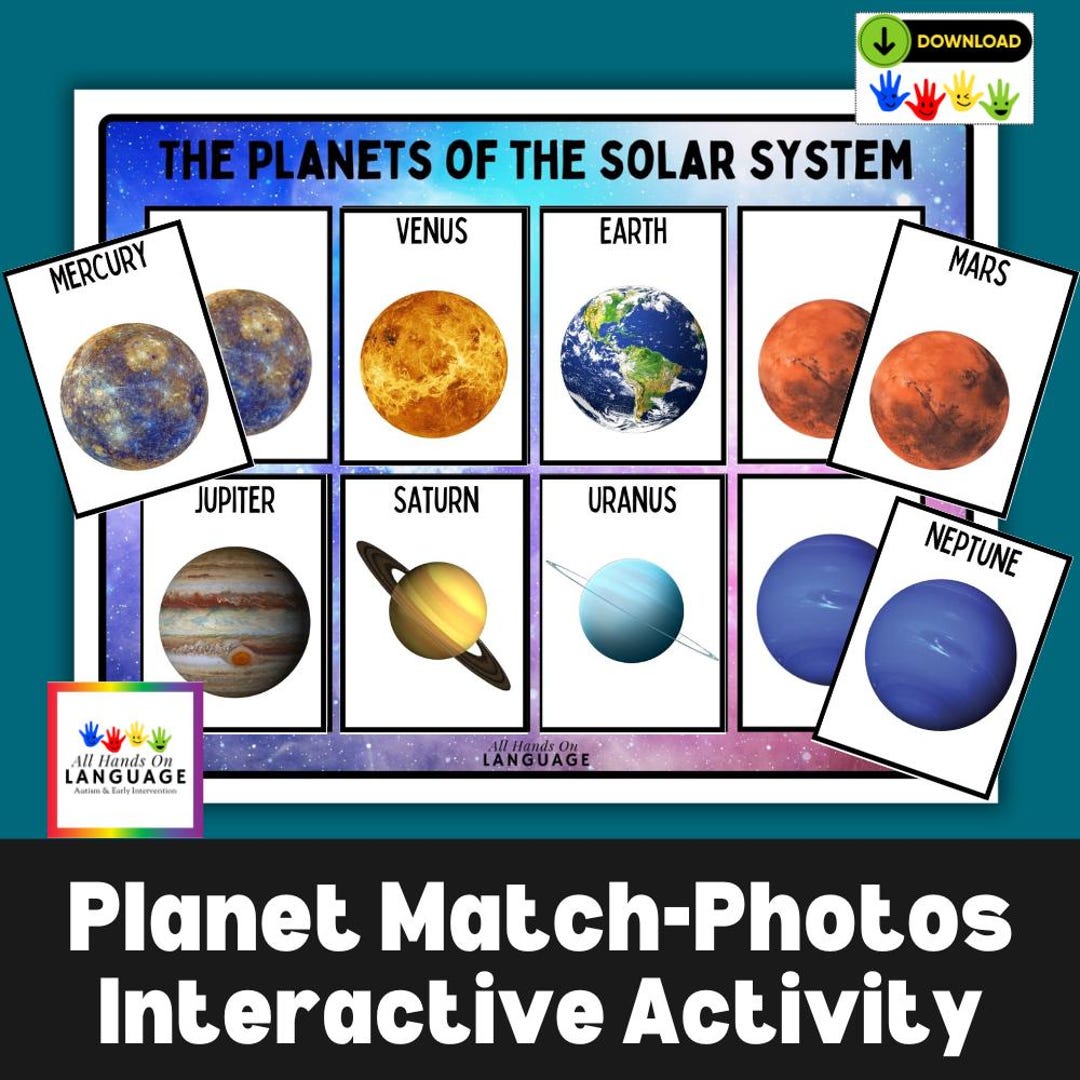 Planet Photo Matching Activity: Solar System Space Game (PDF Printable ...