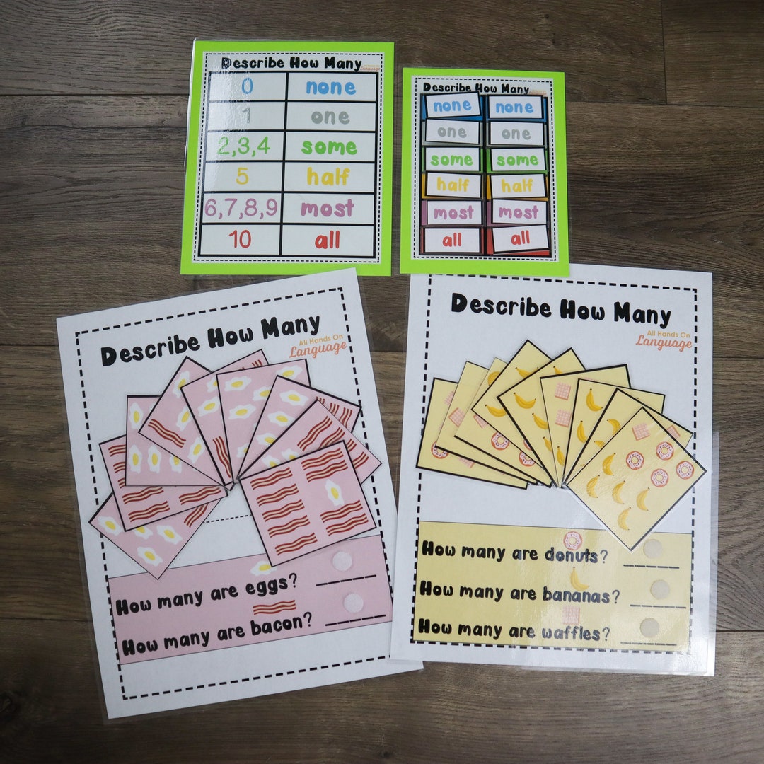 Describing Quantities Activity Set, Breakfast Theme, Speech and Autism ...
