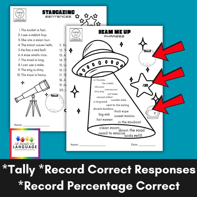 Initial R Articulation Worksheet Set - Space Theme - No Prep Speech ...