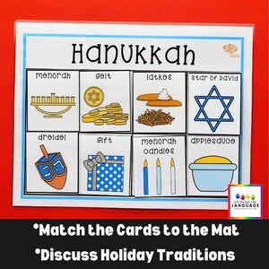 Hanukkah Matching Activity Sheet, 8 Labeled Pictures, Jewish Holiday ...