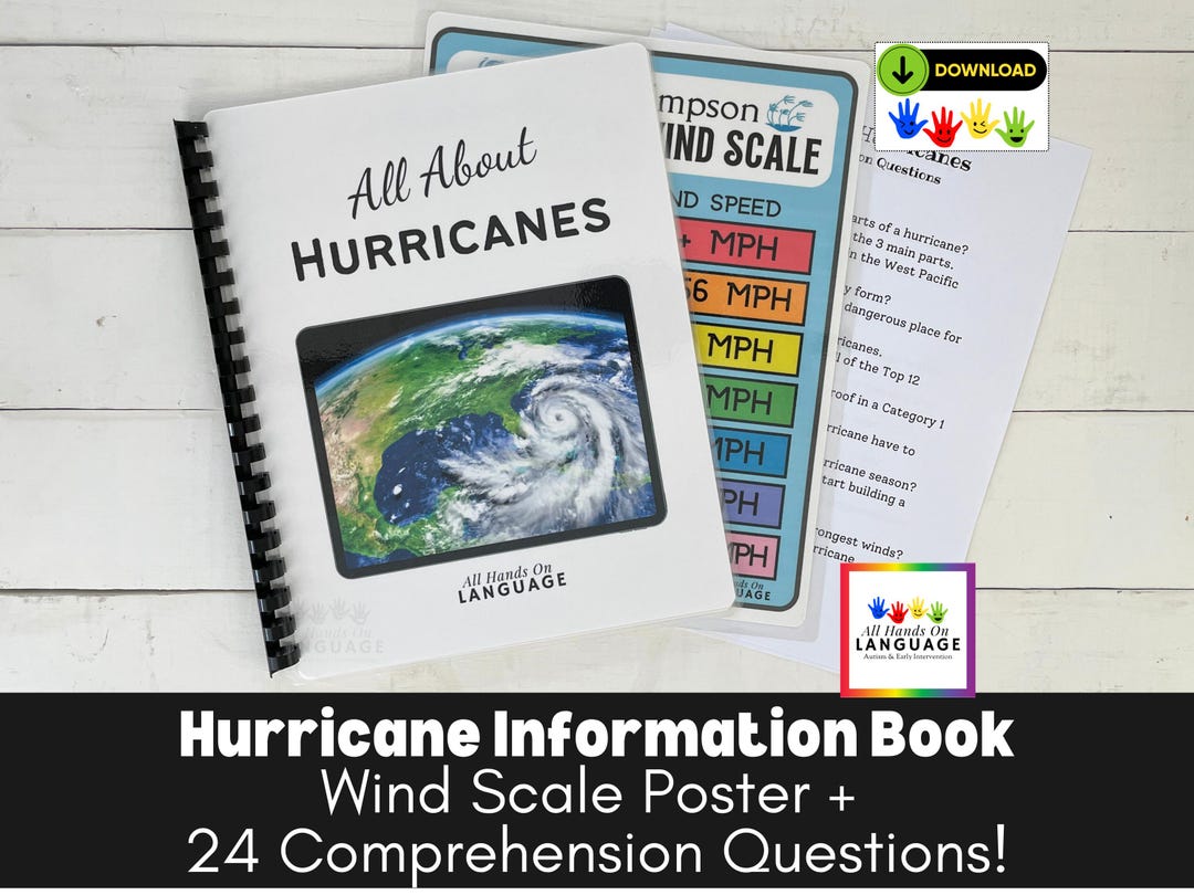 Hurricane Information Book: Wind Scale Poster & Comprehension Questions ...