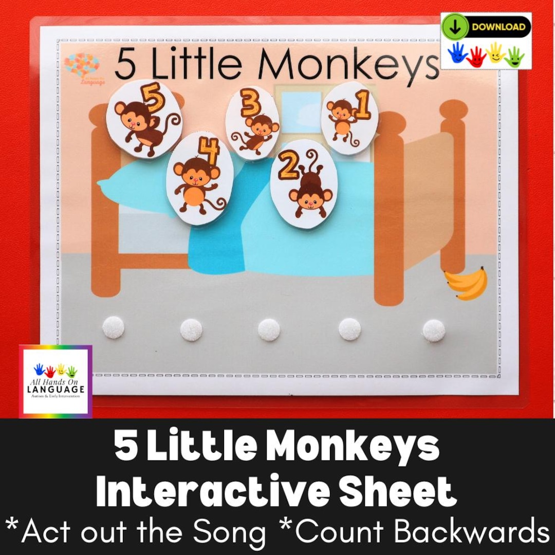 Five Little Monkeys Jumping on the Bed Companion Activity Sheet ...