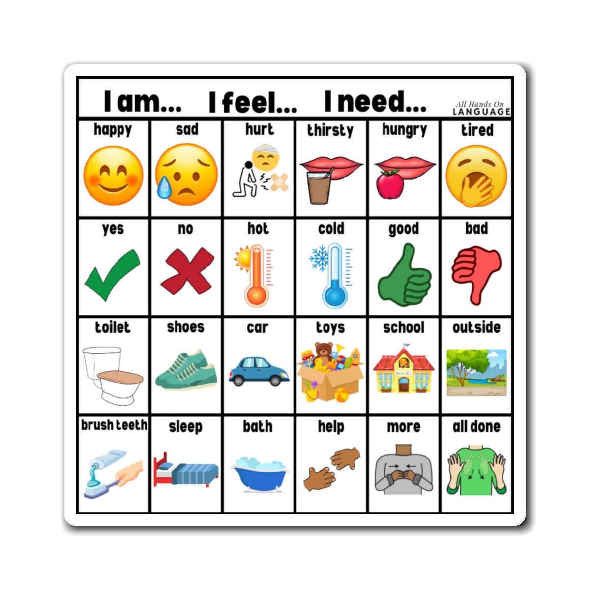 Magnetic Communication Board: 24 Picture Messages for Home & Classroom ...