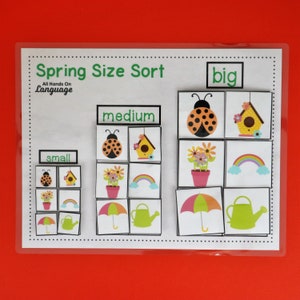 Spring Size Sorting Activity- Sort Small, Medium, + Big Spring-themed ...