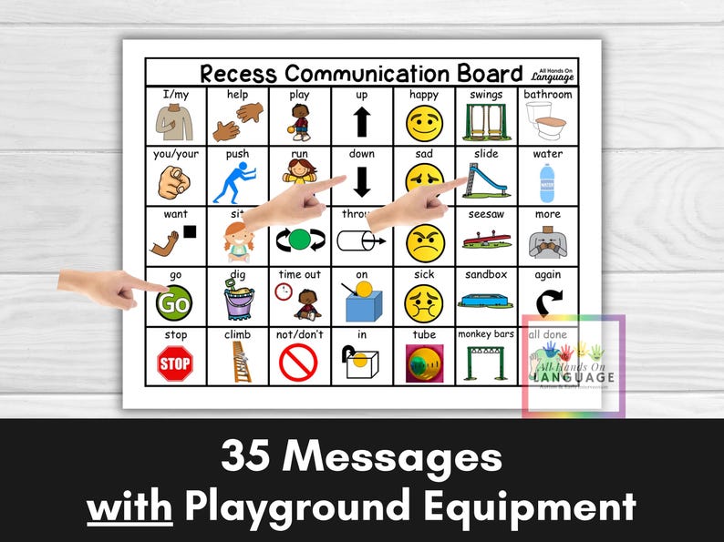 Playground Communication Board: 35 Messages for Nonverbal Children (PDF ...
