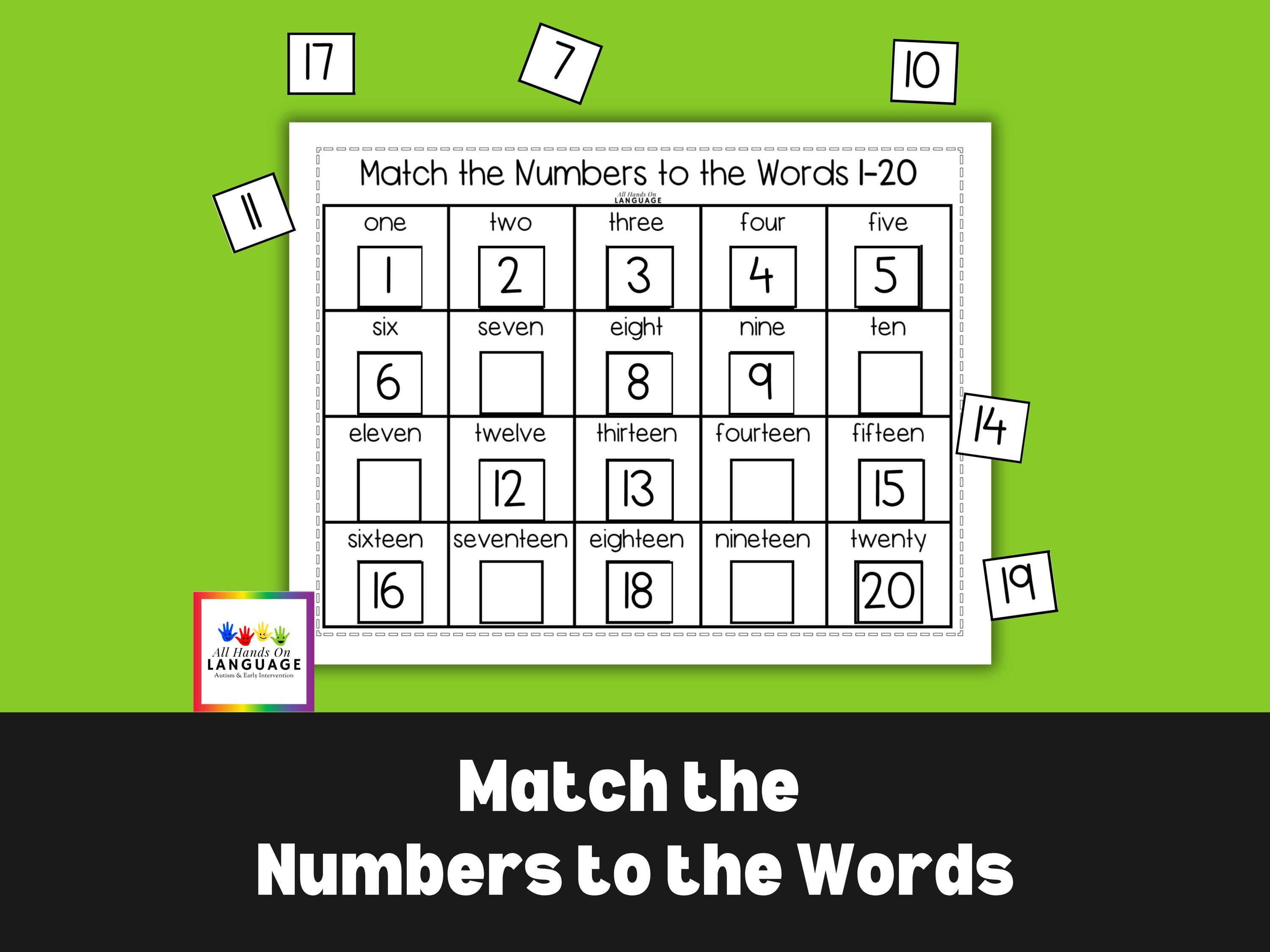 Numbers 1-20 Match the Number to the Word Activity, Numbers in Sequence ...
