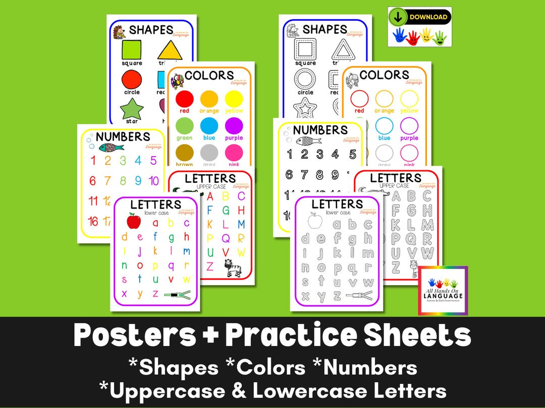 Preschool Reference Posters & Matching Practice Sheets Set: Upper ...