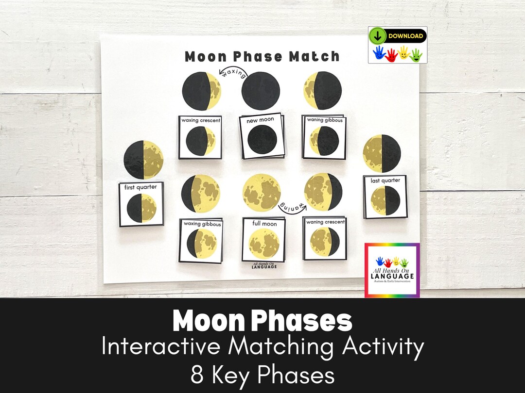 Moon Phases Interactive Activity, 8 Key Phases to Learn and Match ...