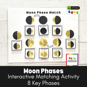 Moon Phases Interactive Activity, 8 Key Phases to Learn and Match ...