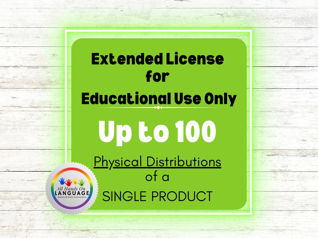 Extended License Agreement up to 100 Distributions, Educational Use ...