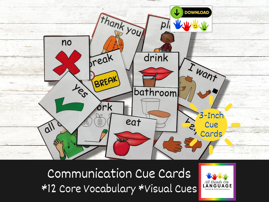 12 Core Vocabulary Cue Cards for Aided Language - Etsy
