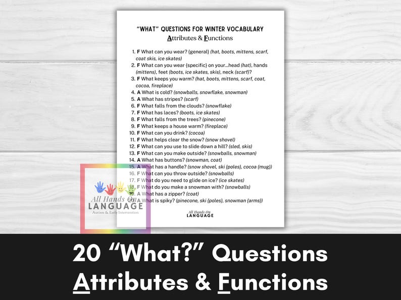 Winter Language Activity Set: Vocabulary, Prepositions, Sentences, WH ...