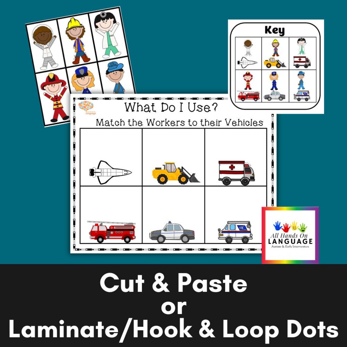 Community Helpers & Vehicles Matching Activity (printable PDF) - Etsy