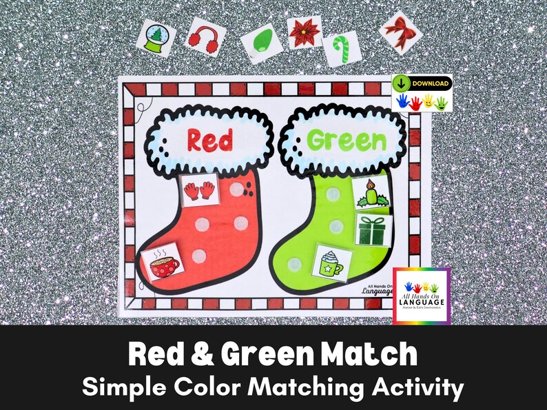 Christmas Color Sort Activity: Red and Green Stocking Match (PDF ...