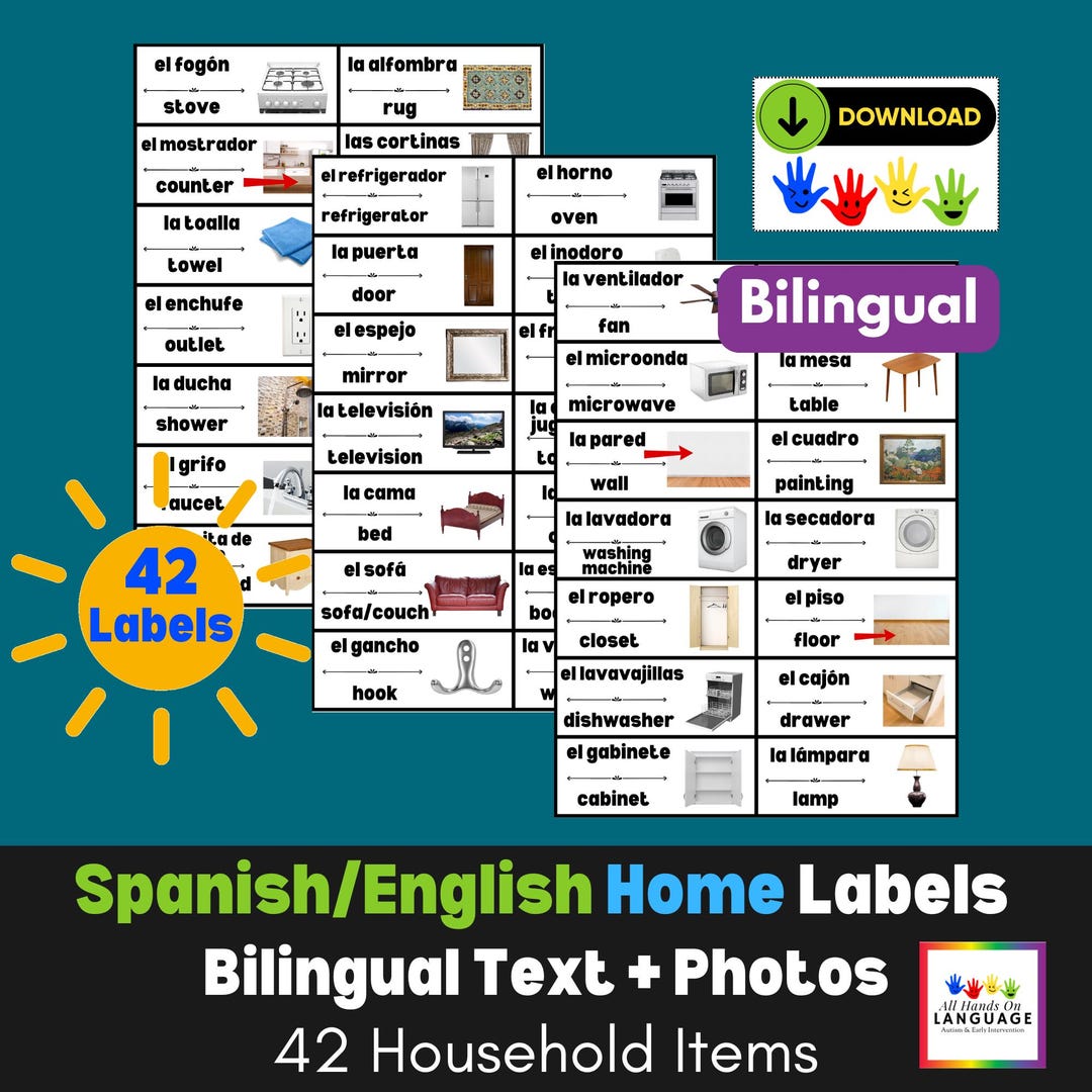 Bilingual Spanish/english Home Labels: Photos & Text of 42 Household ...