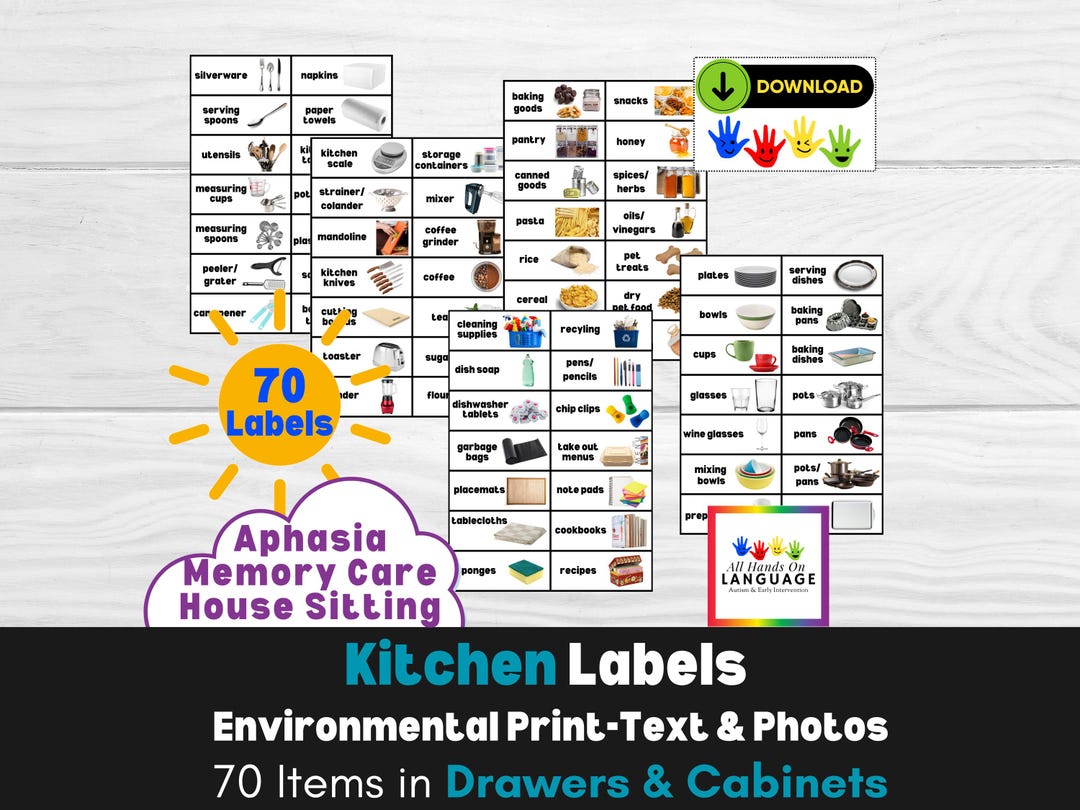 Kitchen Labels for Drawers and Cabinets, 70 Labels With Text and Photos ...
