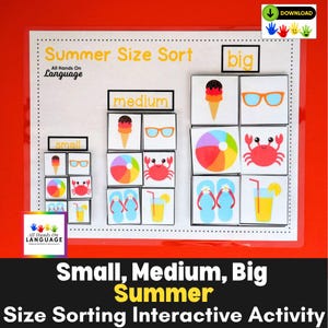 Summer Size Sorting Activity- Sort Small, Medium, + Big Summer-themed ...
