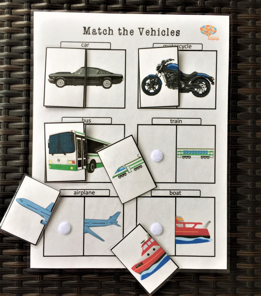 Match the Vehicles Activity, Front and Back Match the Halves, Autism ...
