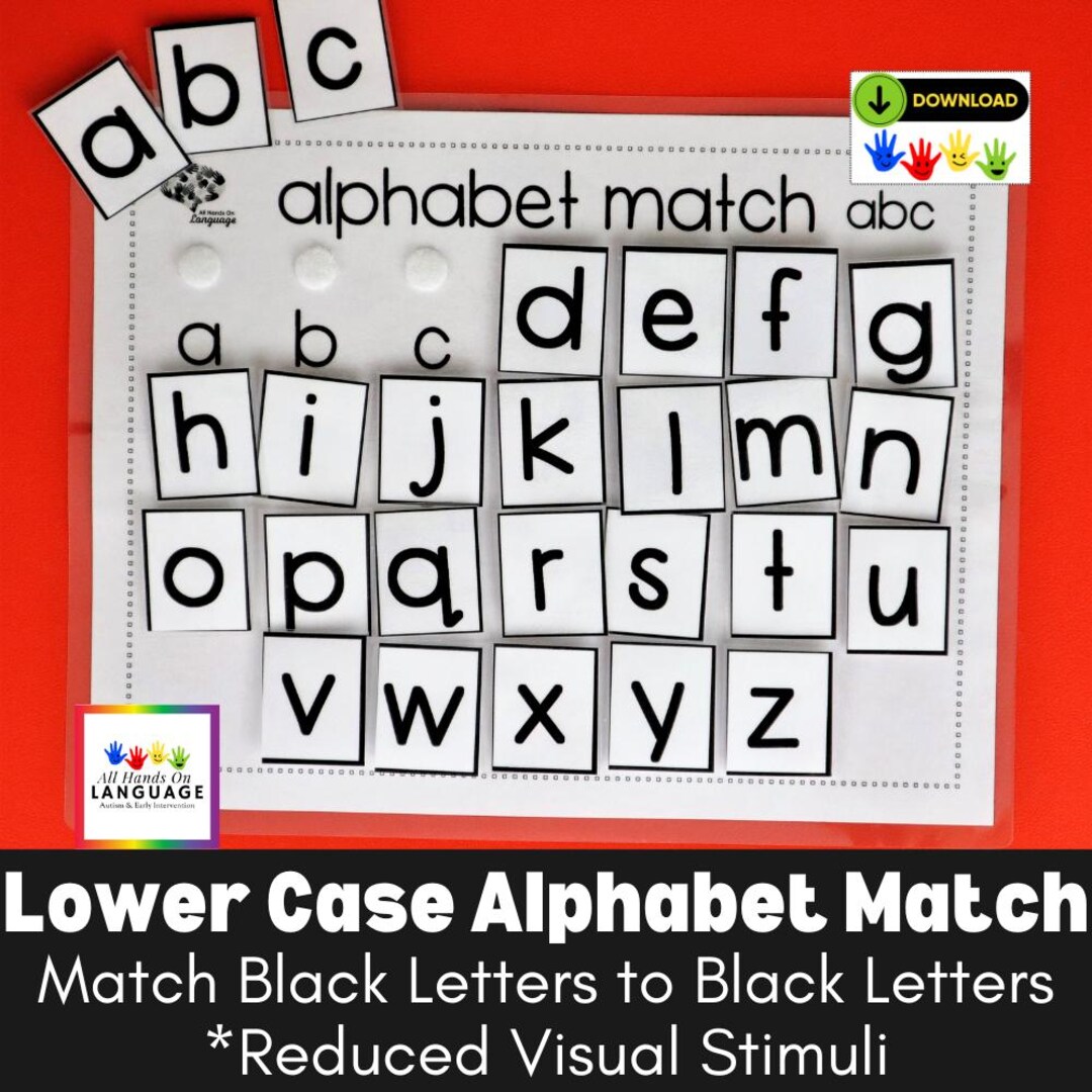 Lowercase Alphabet Matching Activity, Match Black Letters, Reduced ...
