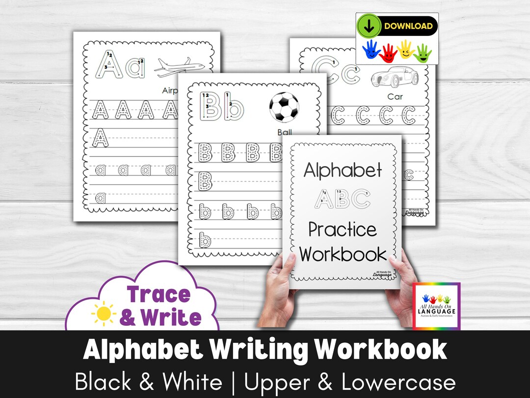 Alphabet Workbook to Practice Writing, Uppercase and Lowercase Letters ...