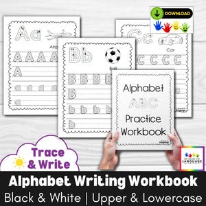 Alphabet Workbook to Practice Writing, Uppercase and Lowercase Letters ...